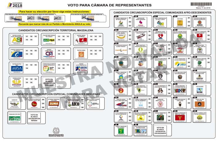 Conozca los tarjetones para Senado y Cámara