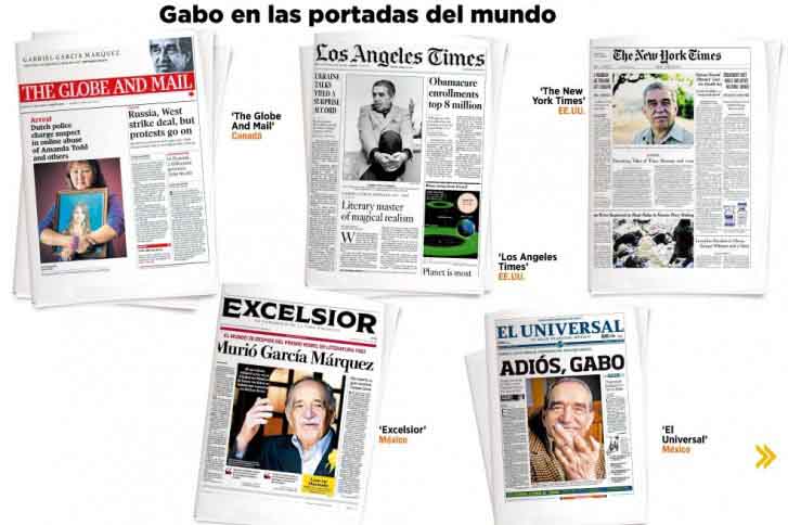 Gabo en todas las portadas de los periódicos del mundo